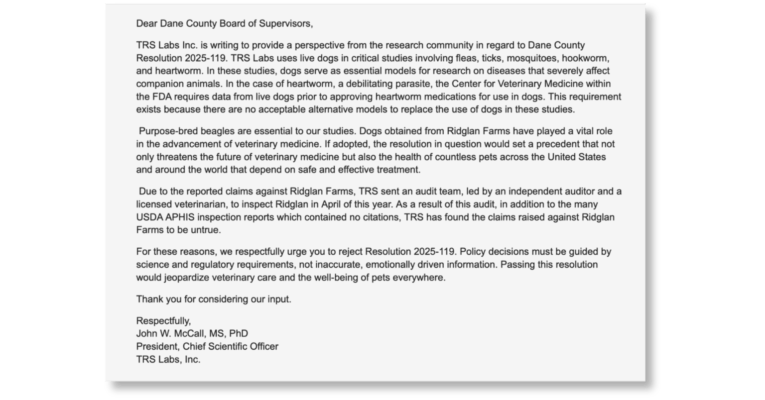 TRS Labs Thanks Itself for Killing Dogs, Defends Ridglan – Rise for Animals
